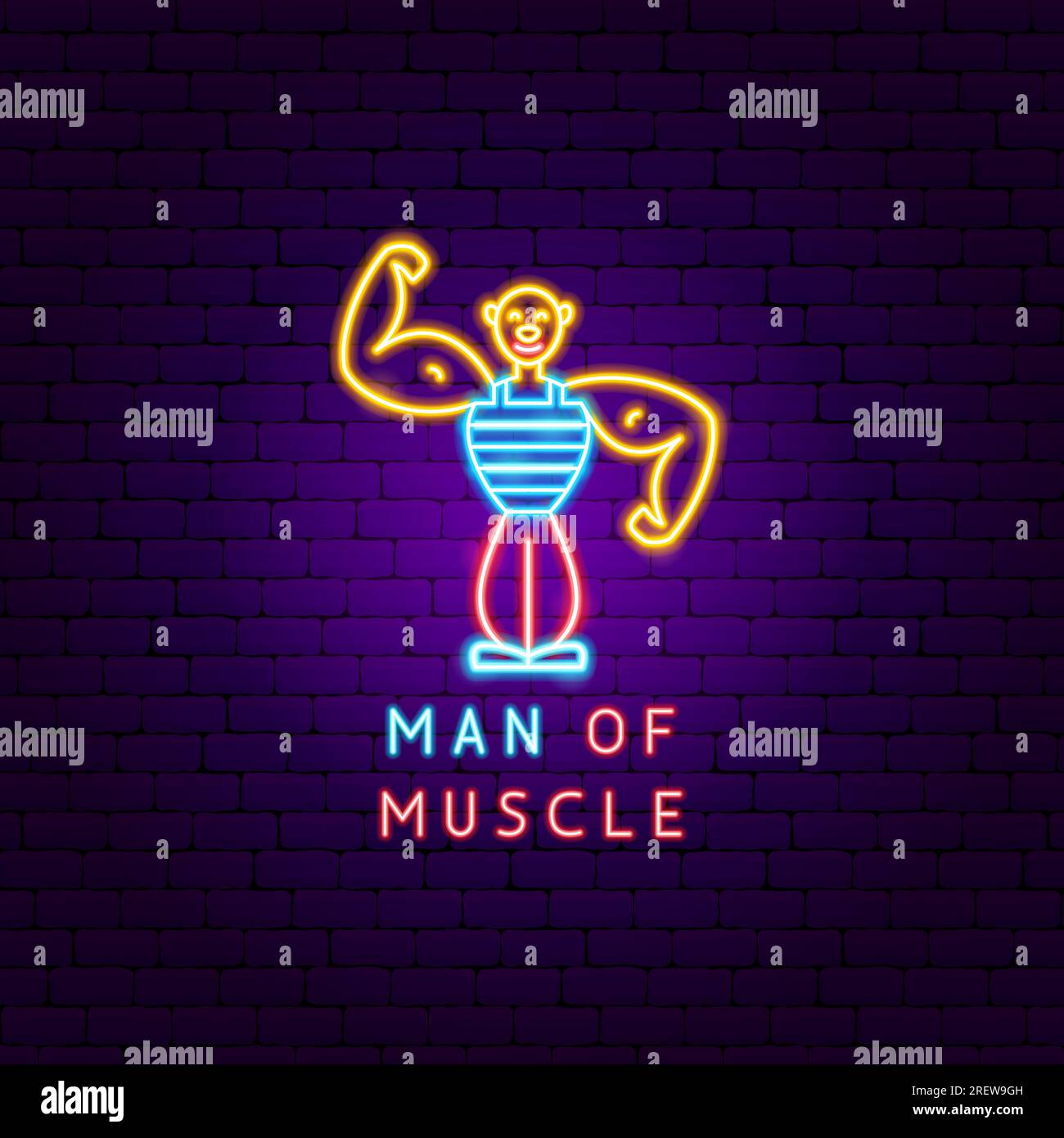 Man of Muscle Neon Label Stock Vector Image & Art - Alamy
