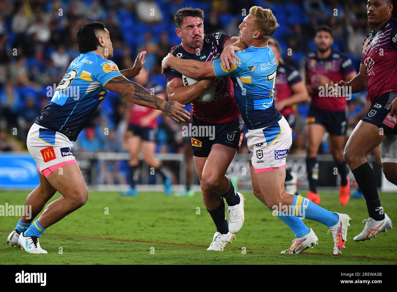 Gold Coast, Australia. 30th July, 2023. Reece Robson of the Cowboys is ...
