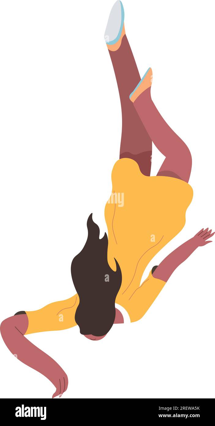 Female character falling down with stretched hands Stock Vector Image ...