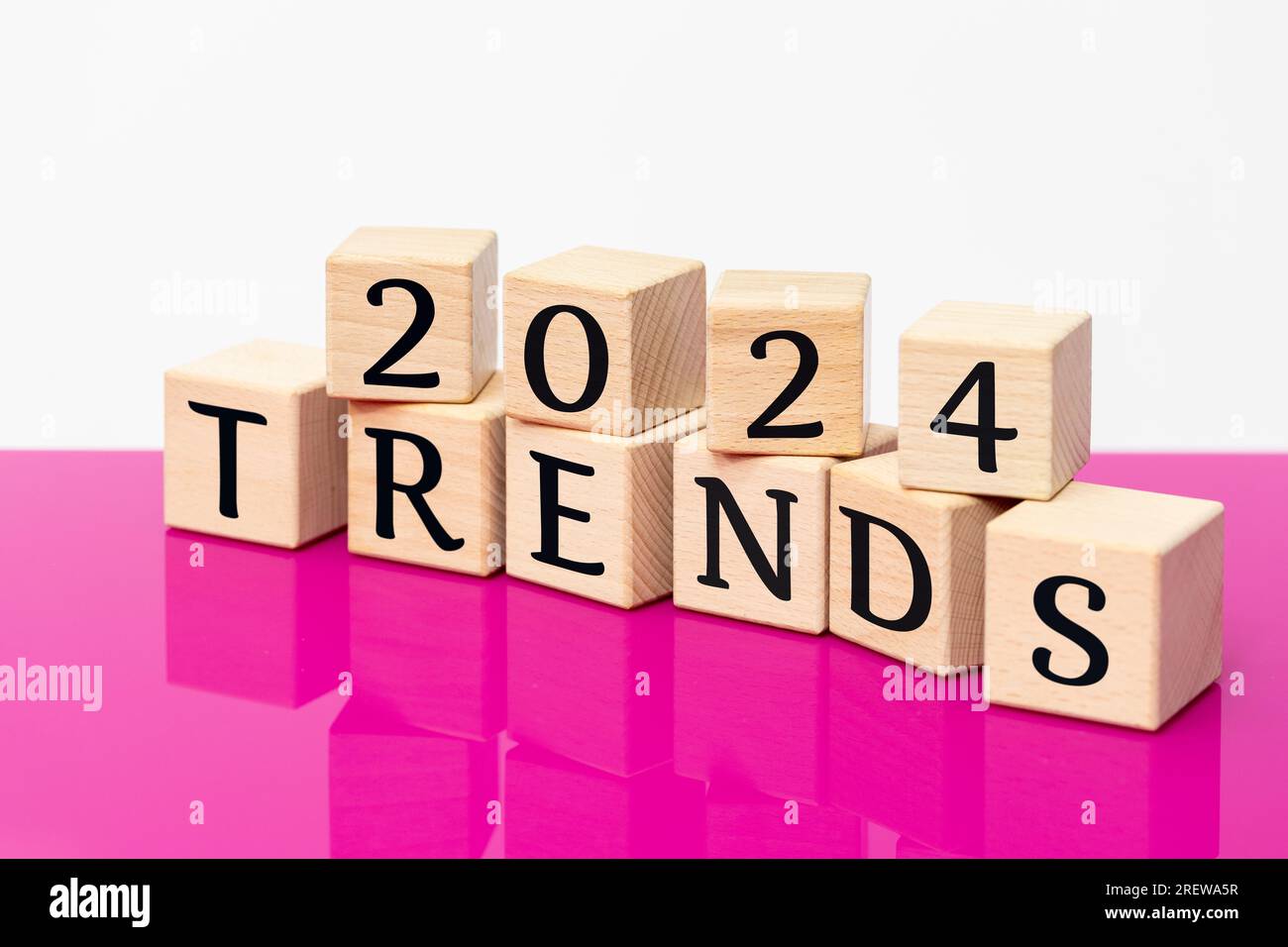Trends 2024, lettering on wooden blocks, beautiful fuchsia and white ...