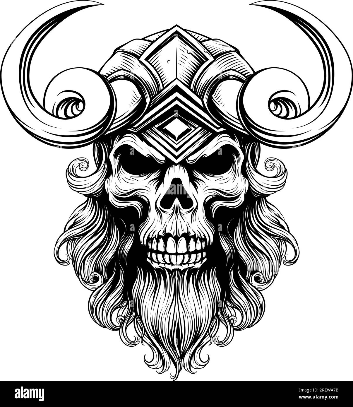Viking Warrior Skull Man Mascot Face in Helmet Stock Vector Image & Art ...