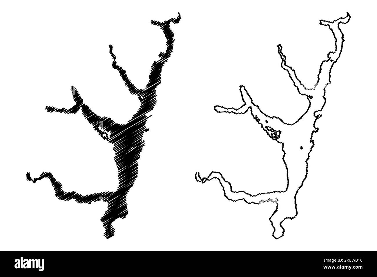 Lake Te Anau (New Zealand, Oceania, South Island) map vector ...