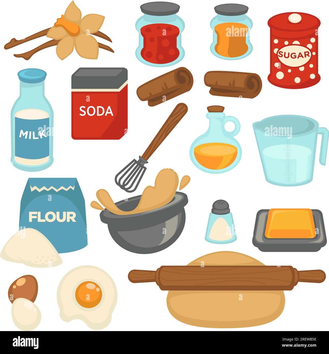 Rustic baking ingredients Stock Vector Images - Alamy