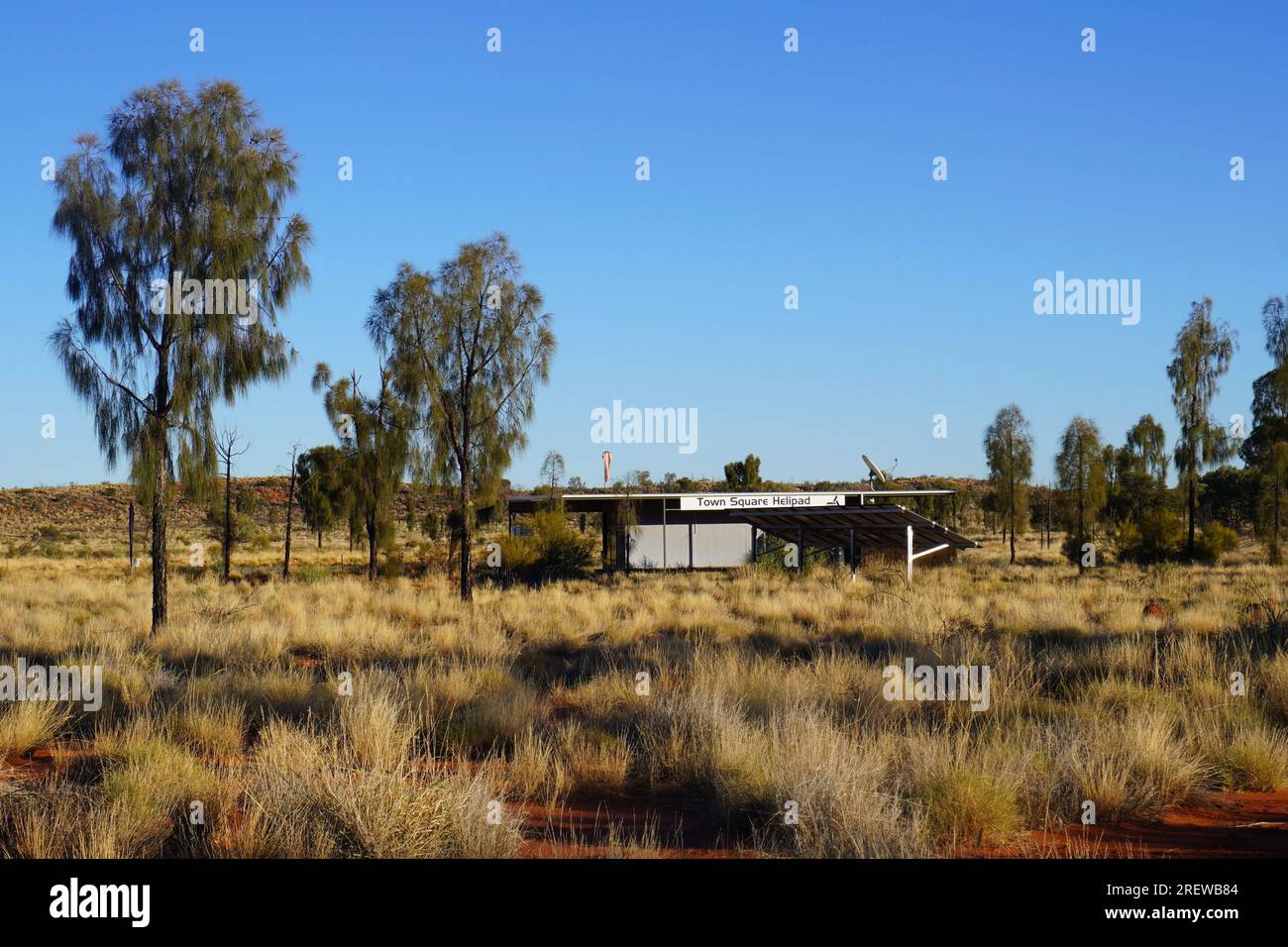 Yulara Town Square Helipad in Morning Light, Northern Territory Stock ...