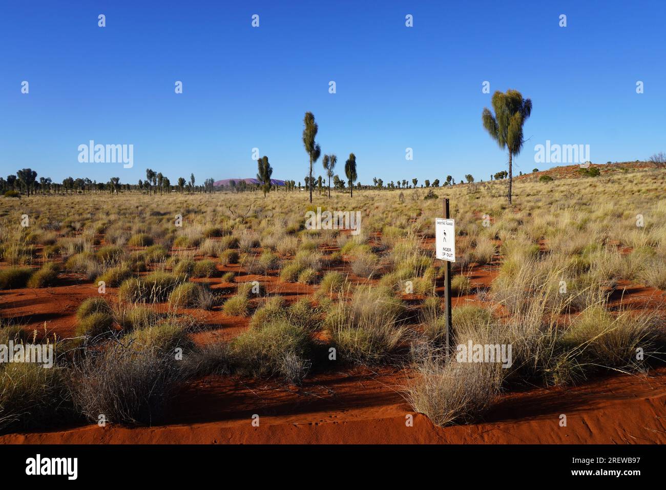 Shooting Range Warning Sign In An Australian Outback Landscape Stock