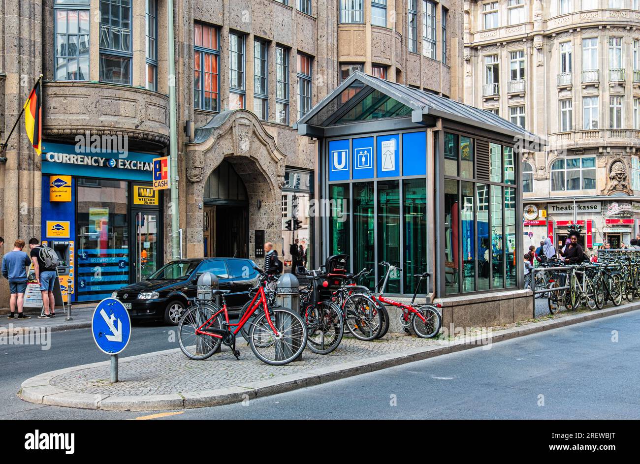 U Kochstrasse Checkpoint Charlie entrance. Underground U Bahn railway ...