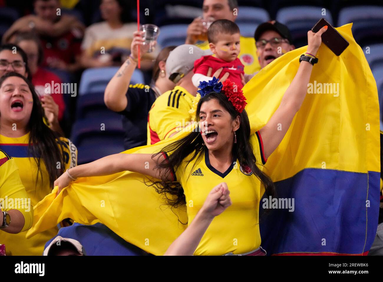 Colombia fans cheer on the stands before the Women's World Cup Group H ...