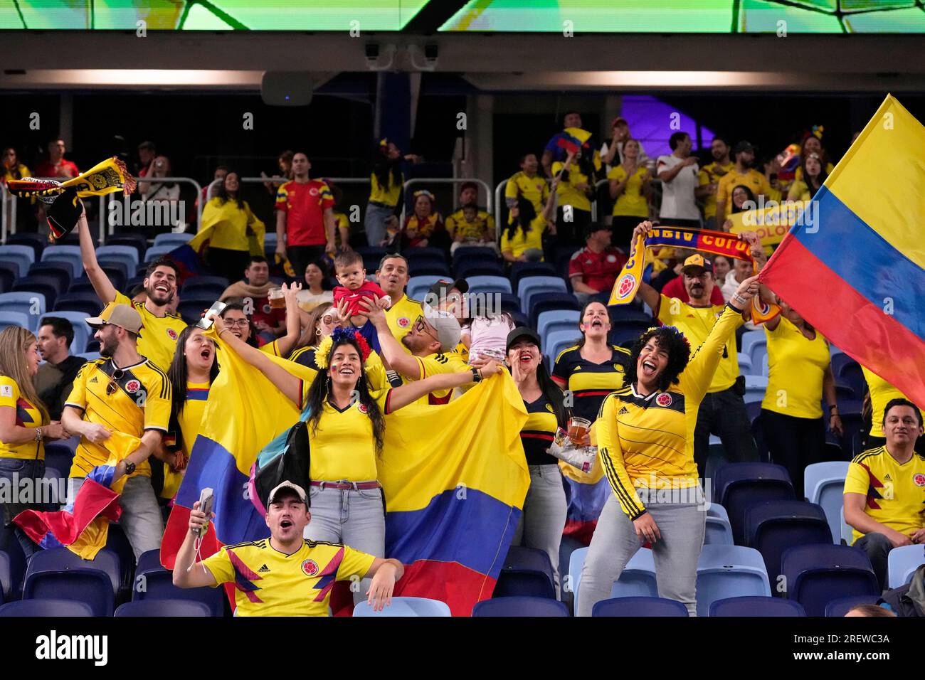 Colombia fans cheer on the stands before the Women's World Cup Group H ...
