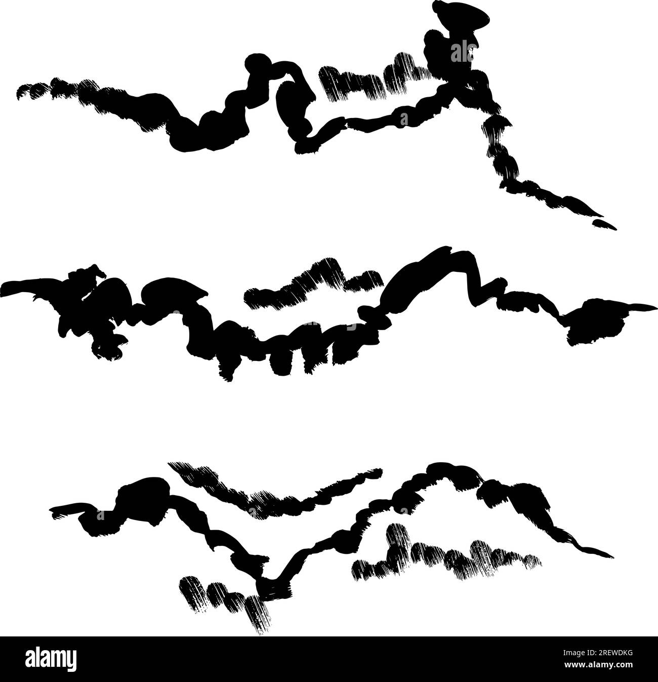 Black Ink Hand Drawn Free Hand Wave Brush Strokes Stock Vector Image ...