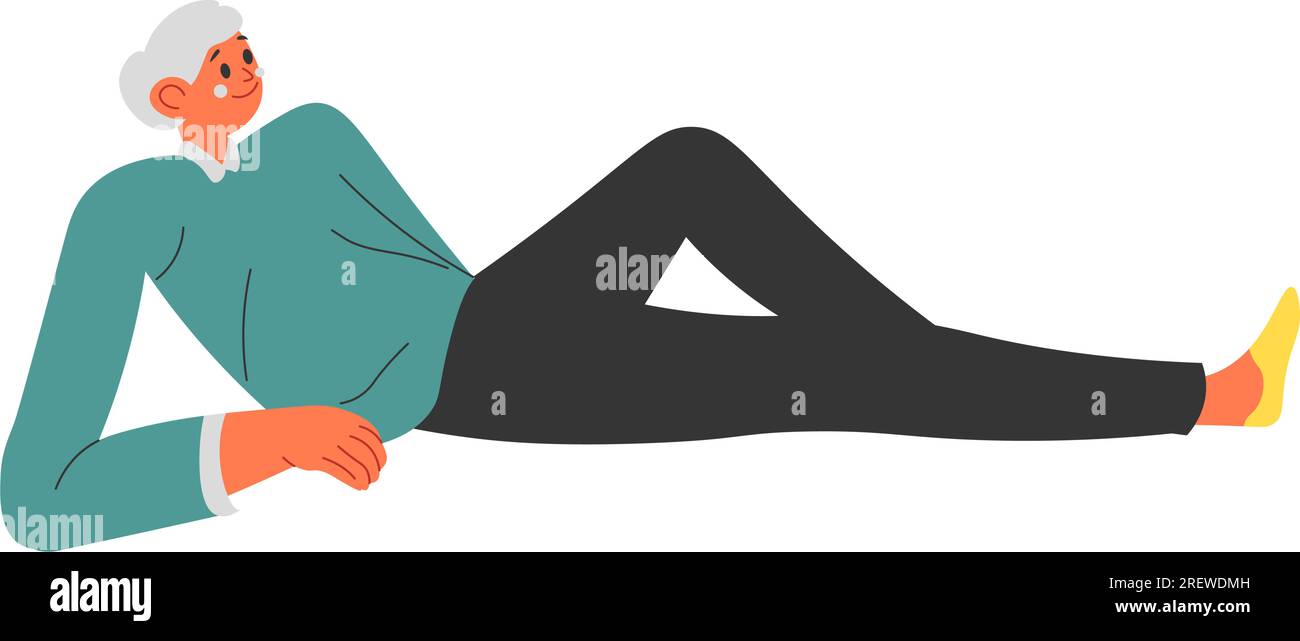 Relaxed male character lying on ground rest vector Stock Vector Image ...