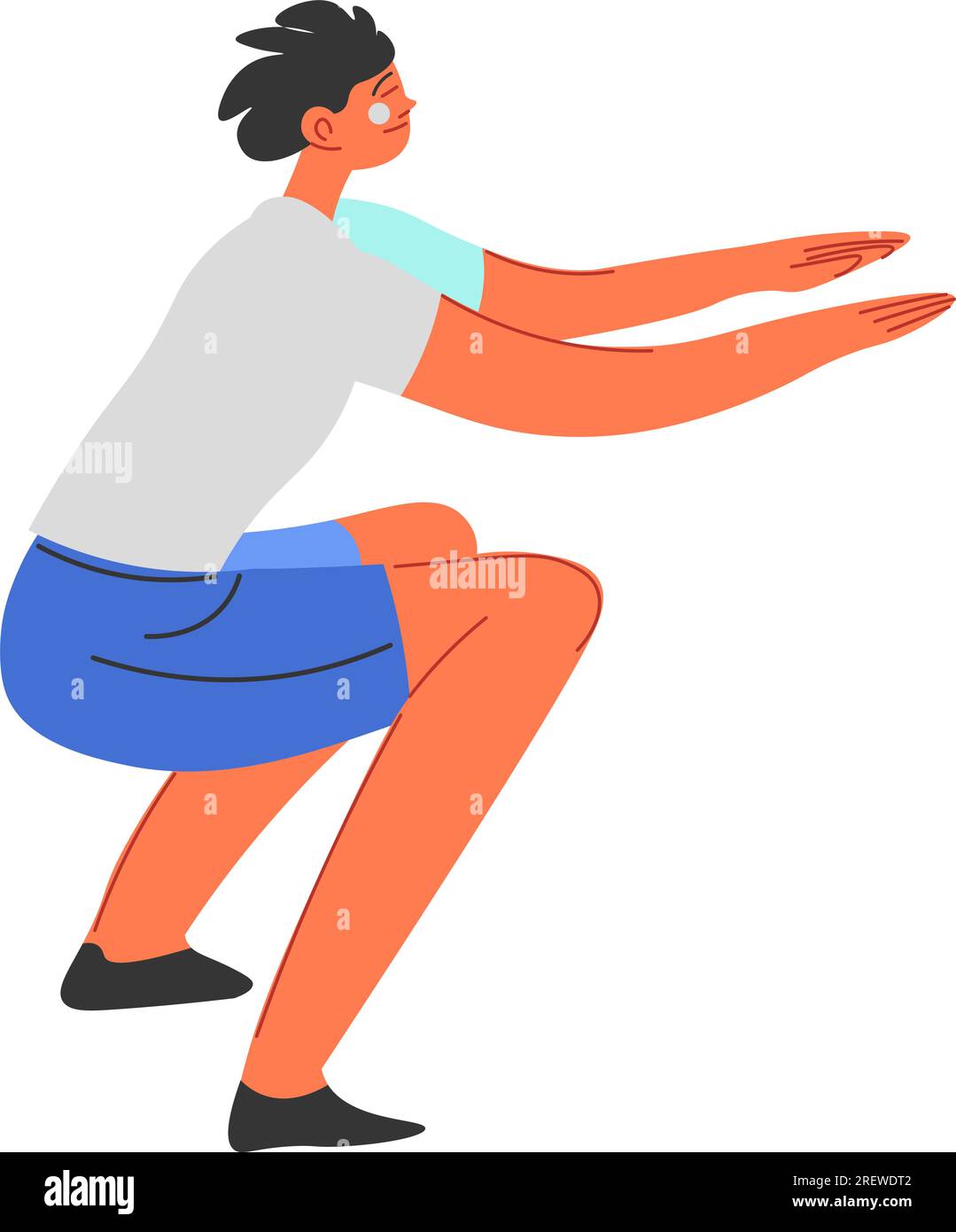 Male character doing squats, working out person Stock Vector Image ...