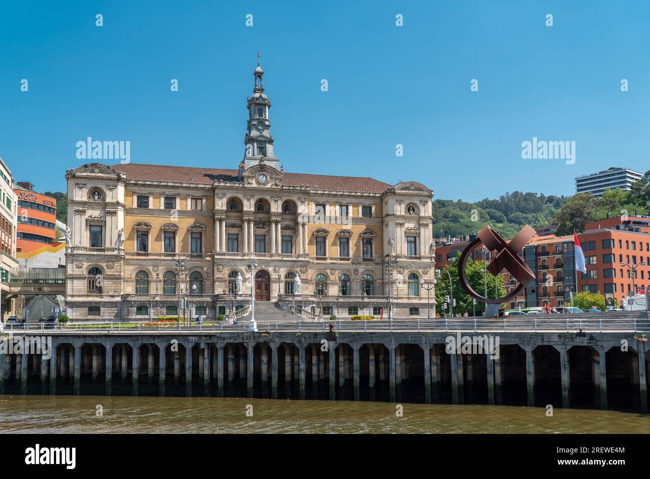 Beautiful City Hall building of the Bilbao city, built in Baroque style ...