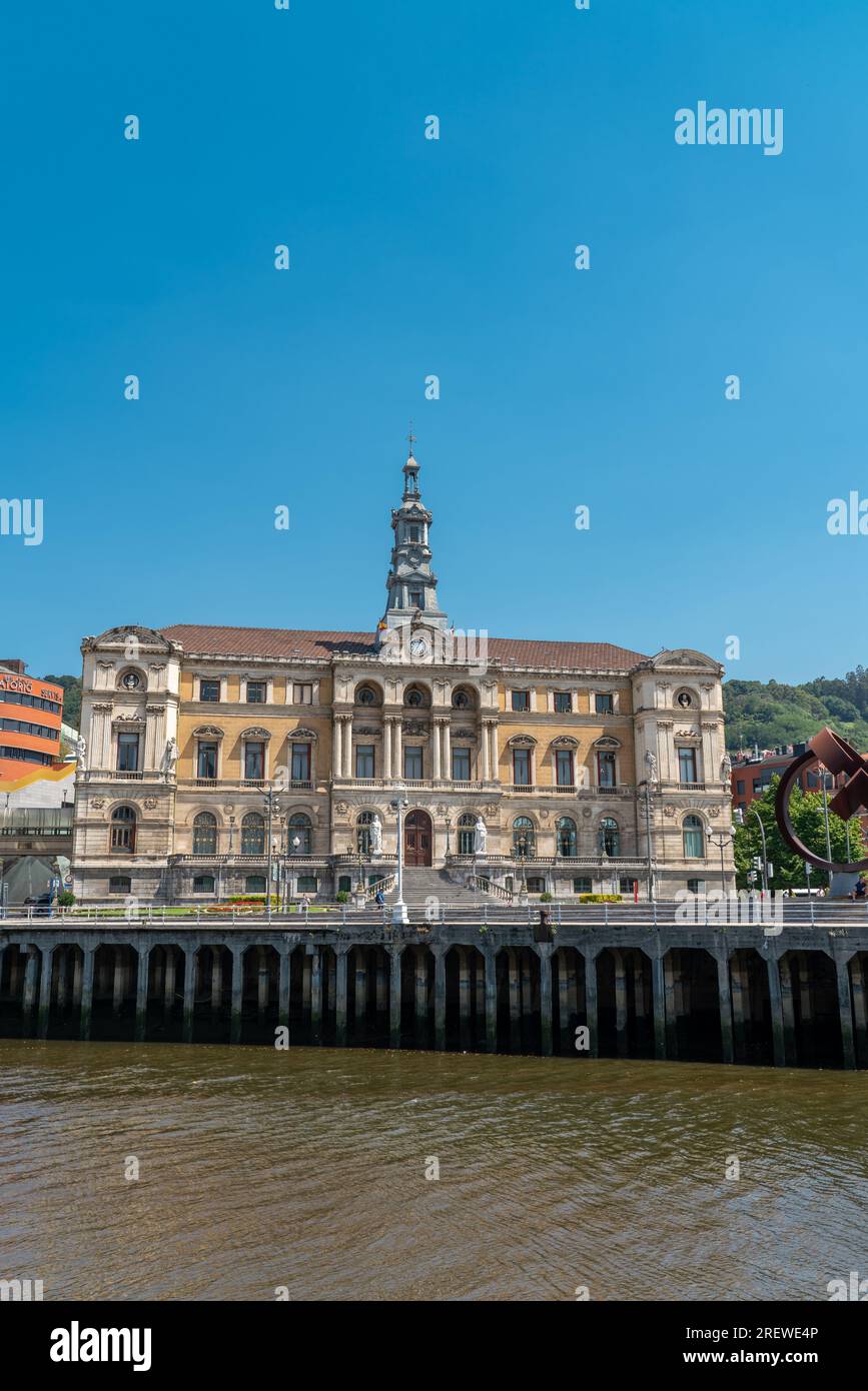 Beautiful City Hall building of the Bilbao city, built in Baroque style ...