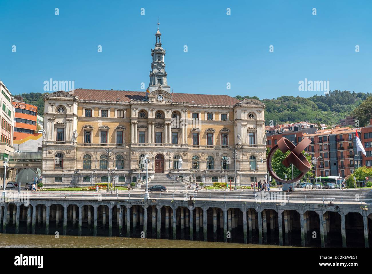 Beautiful City Hall building of the Bilbao city, built in Baroque style ...