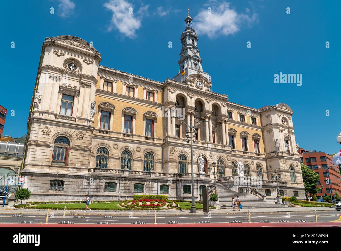 Beautiful City Hall building of the Bilbao city, built in Baroque style ...