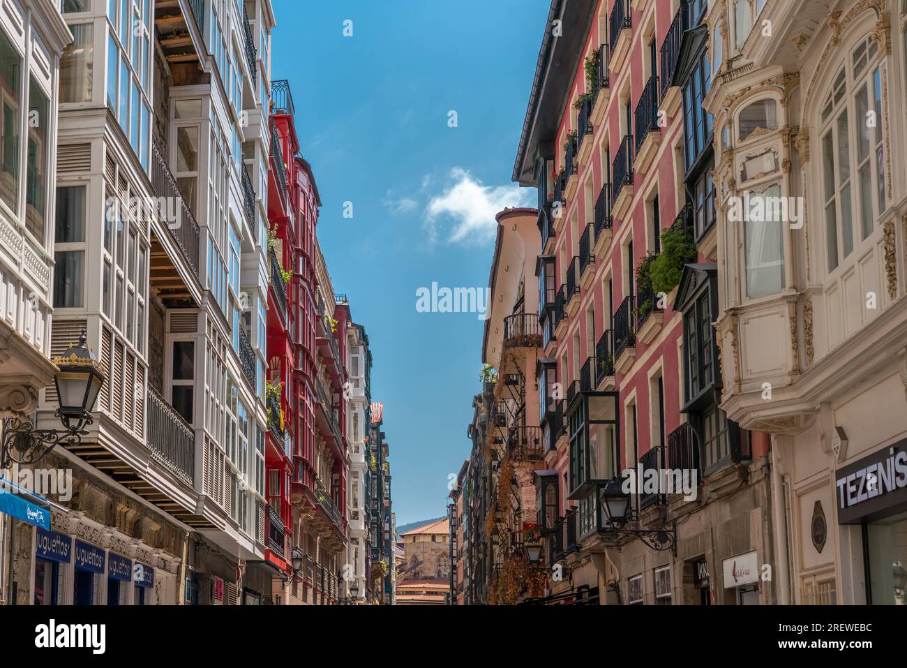 Beautiful streets of European city Bilbao. Situated in North of Span is ...