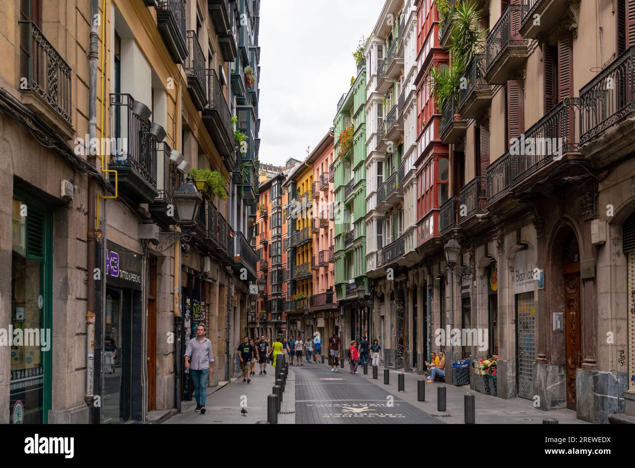 Beautiful streets of European city Bilbao. Situated in North of Span is ...