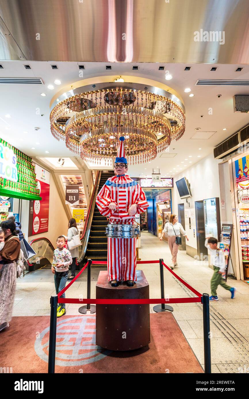 The famous iconic Kuidaore Taro clown figure in the entrance hallway to ...