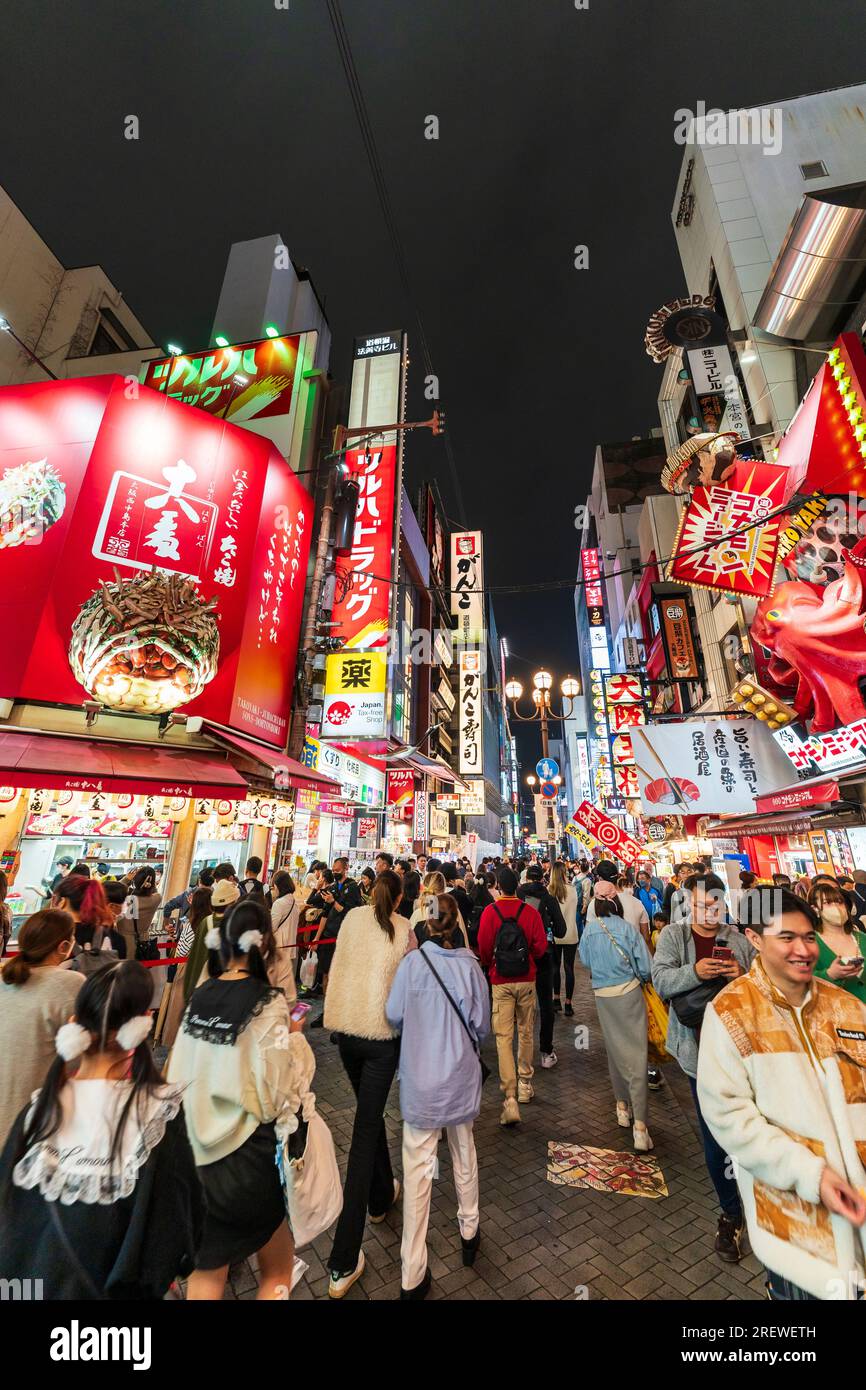 Nightlife at Dotonbori, Osaka, view from the popular Takoyaki ...