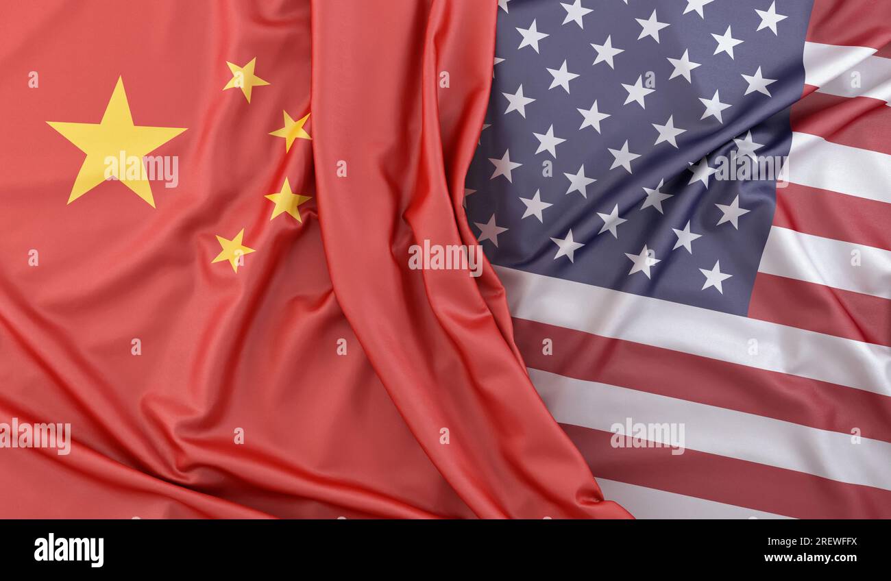 Ruffled Flags of China and USA. 3D Rendering Stock Photo - Alamy