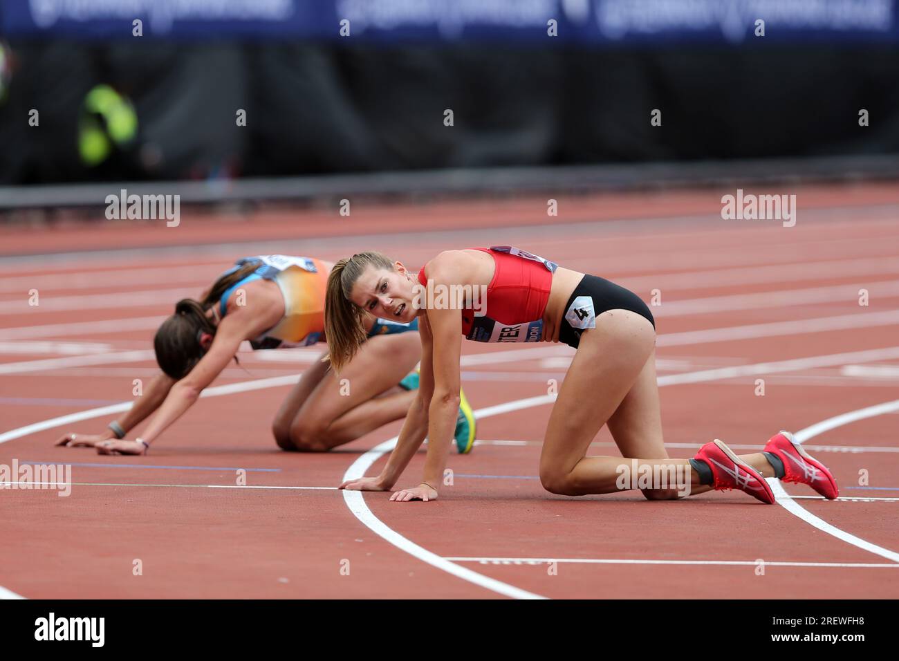 Maureen KOSTER (Netherlands, Holland) exhausted after competing the Women's 5000m Final at the ...