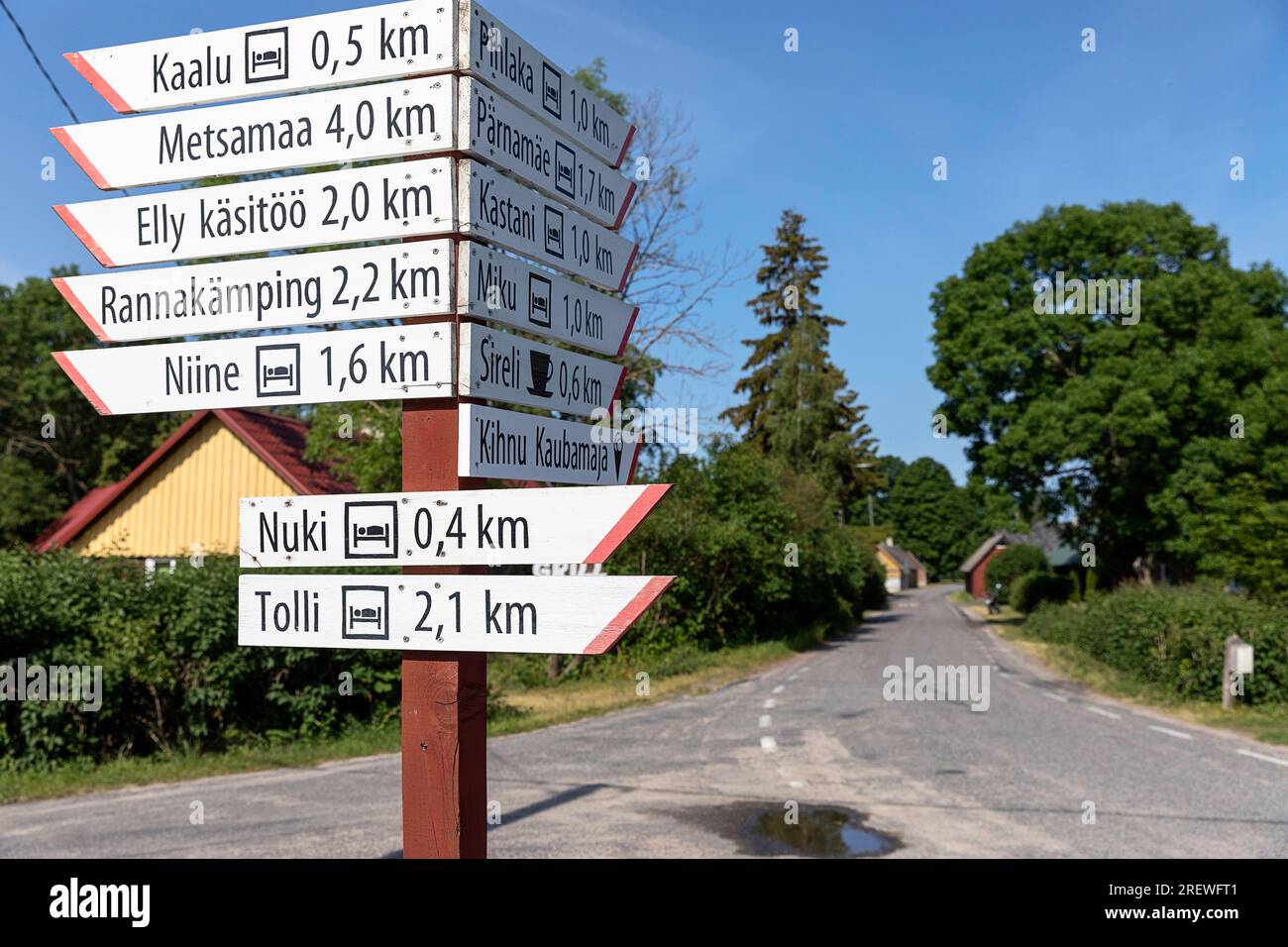 Local signpost on kihnu island in baltic sea, estonia Stock Photo - Alamy
