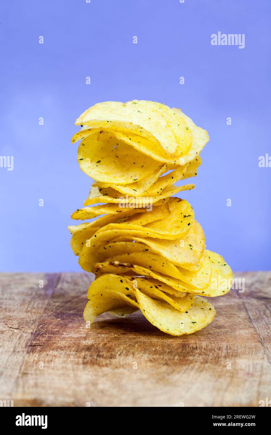 potato chips with salt and spices added to enhance the taste, crispy ...