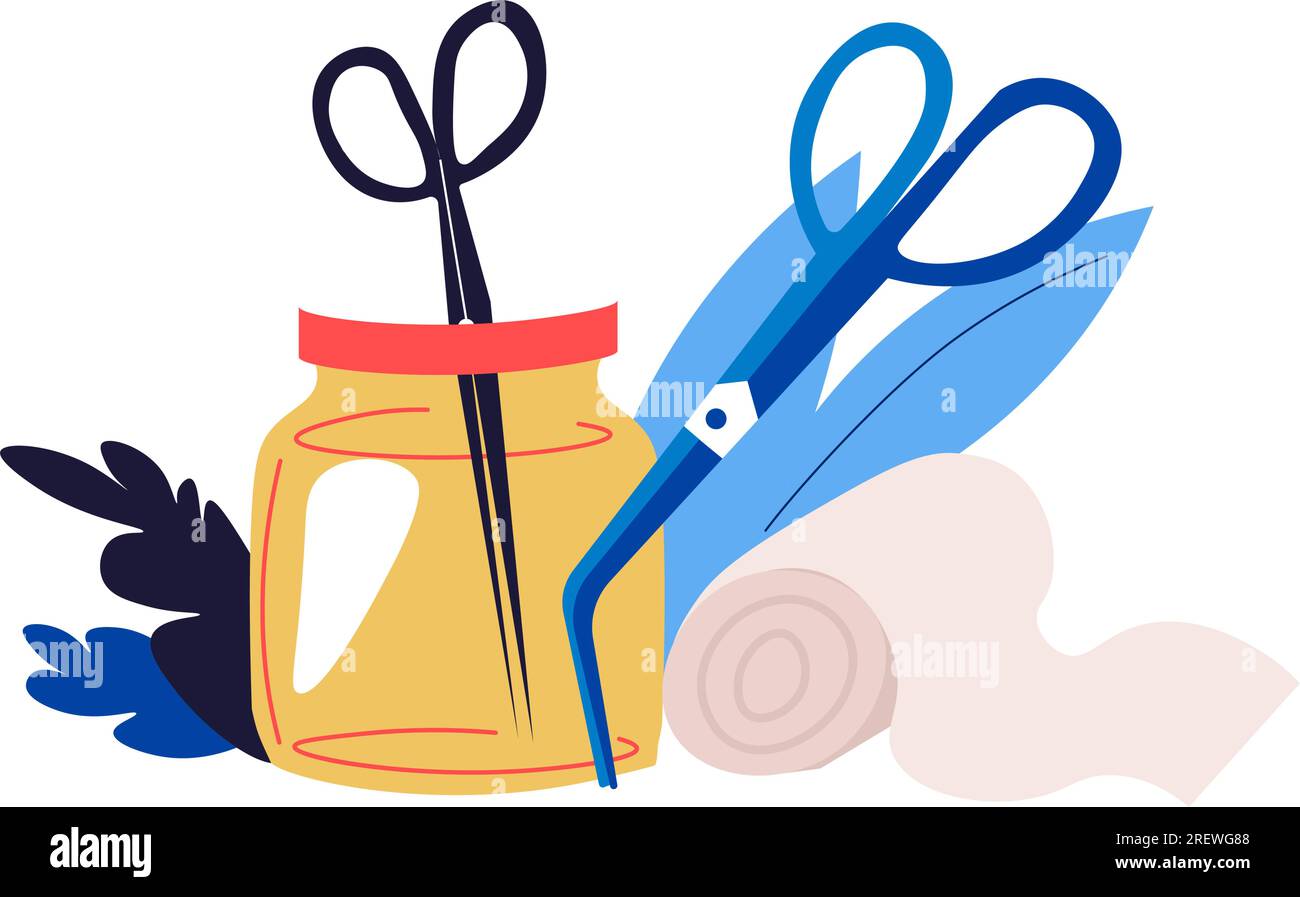 Surgical scissors and bandage, operation vector Stock Vector Image ...
