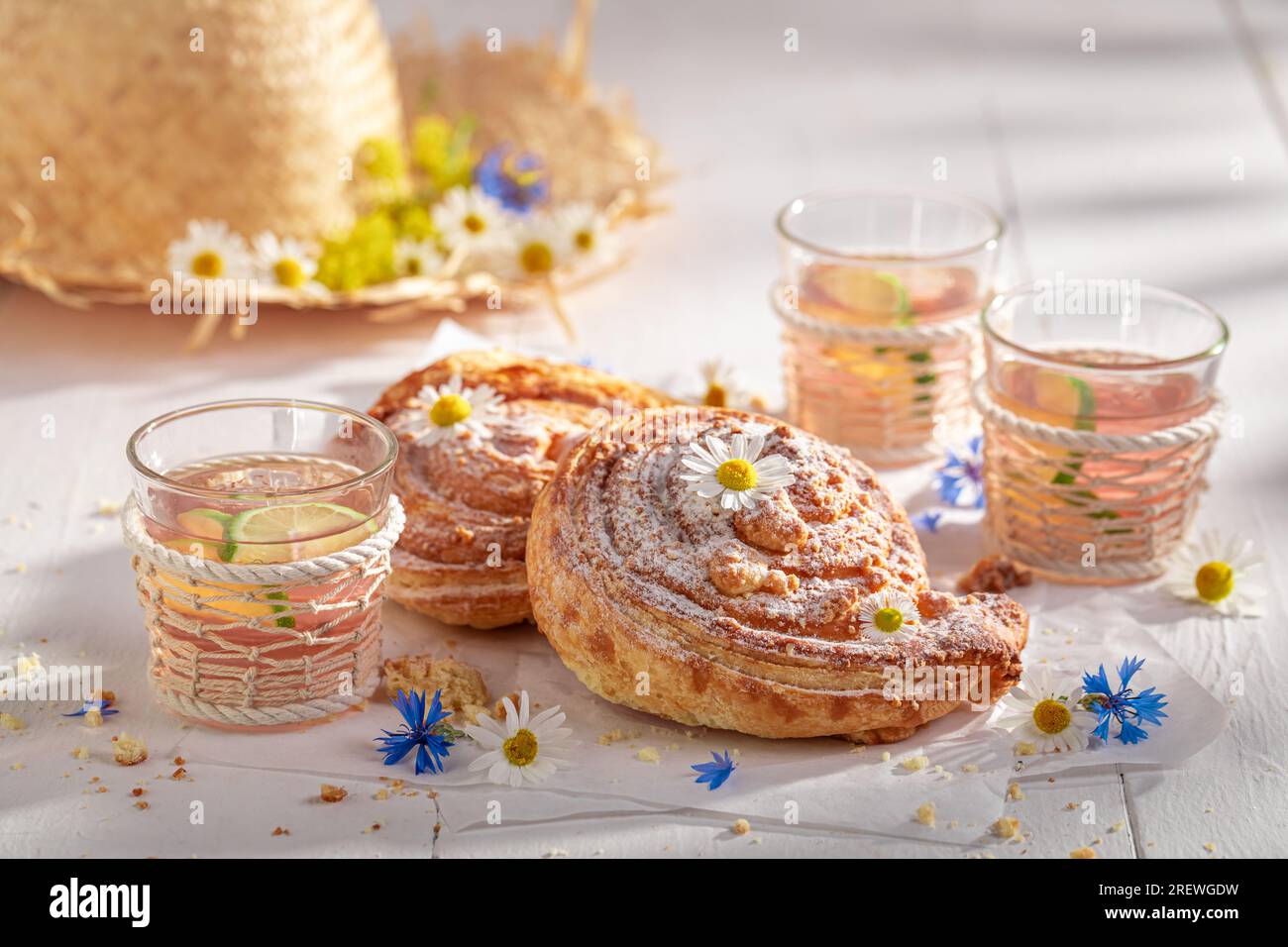 Delicious and sweet yeast cake served as summer dessert. Butter cake ...