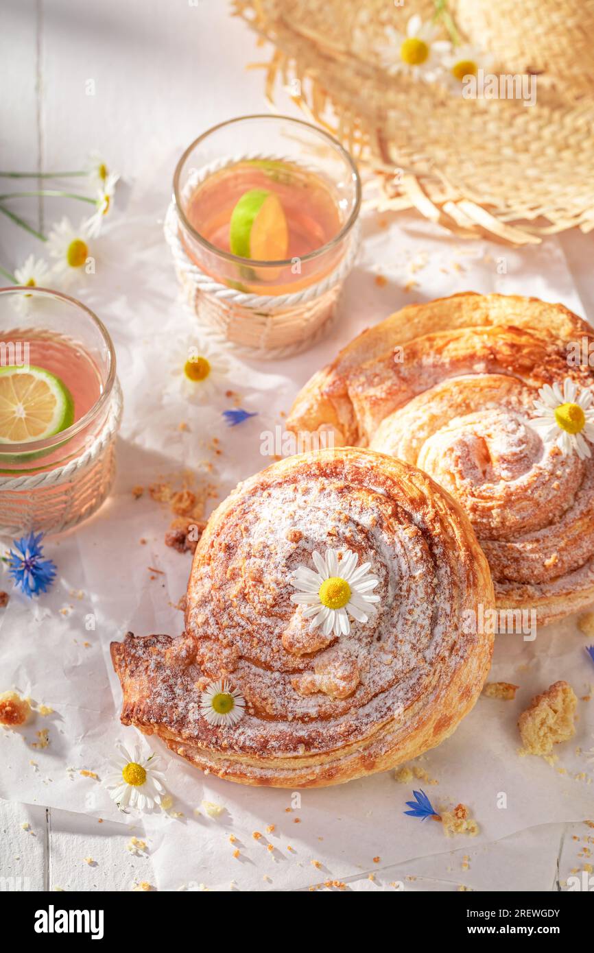 Sweet and yummy yeast cake popular dessert in Poland. Butter cake with ...