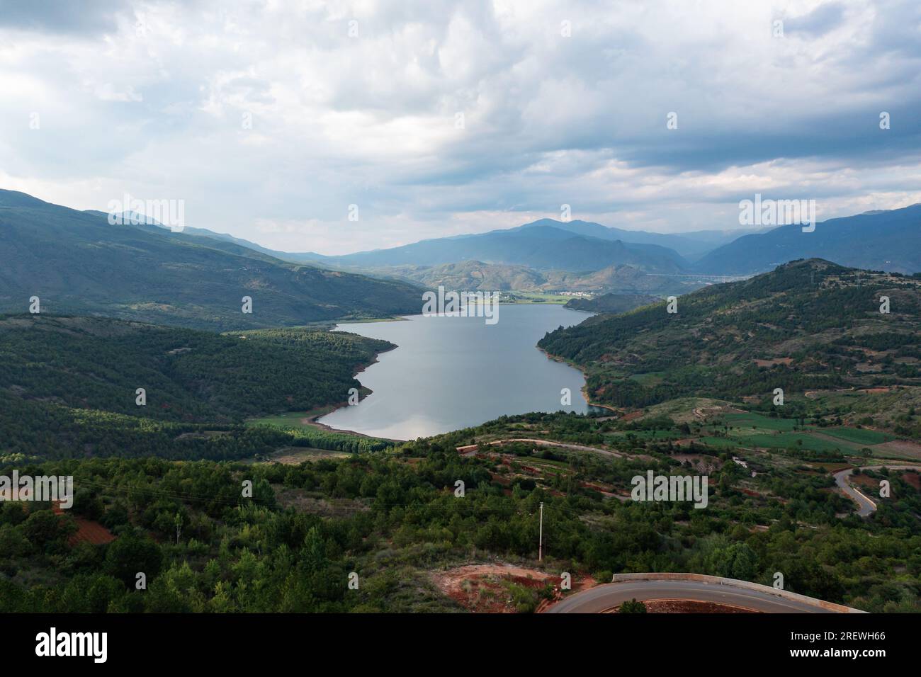Natural reservoir in Yunnan, China. Aerial photo Stock Photo - Alamy