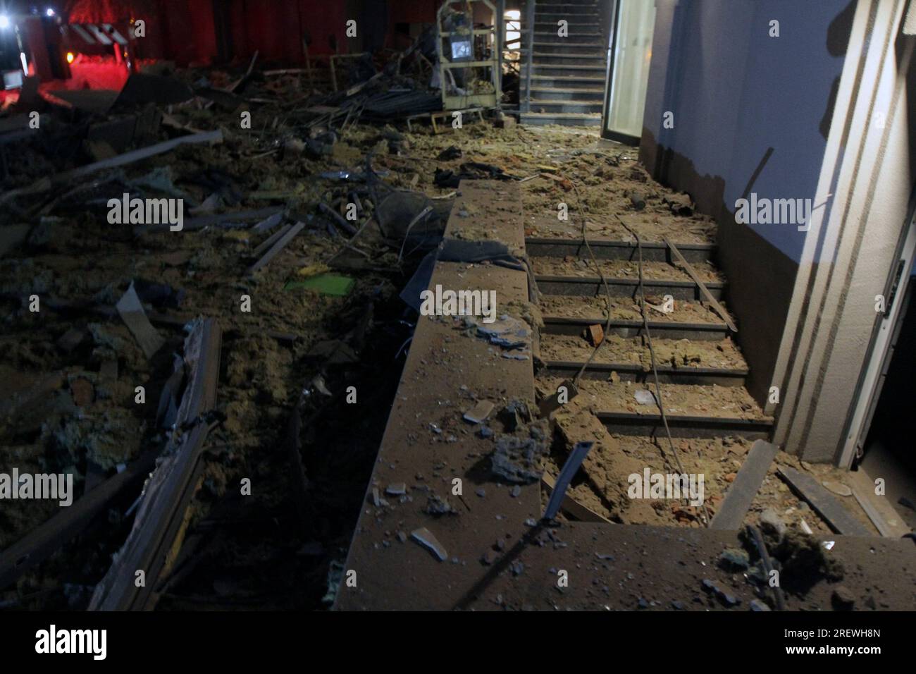 Non Exclusive: DNIPRO, UKRAINE - JULY 28, 2023 - Damage done to a high ...