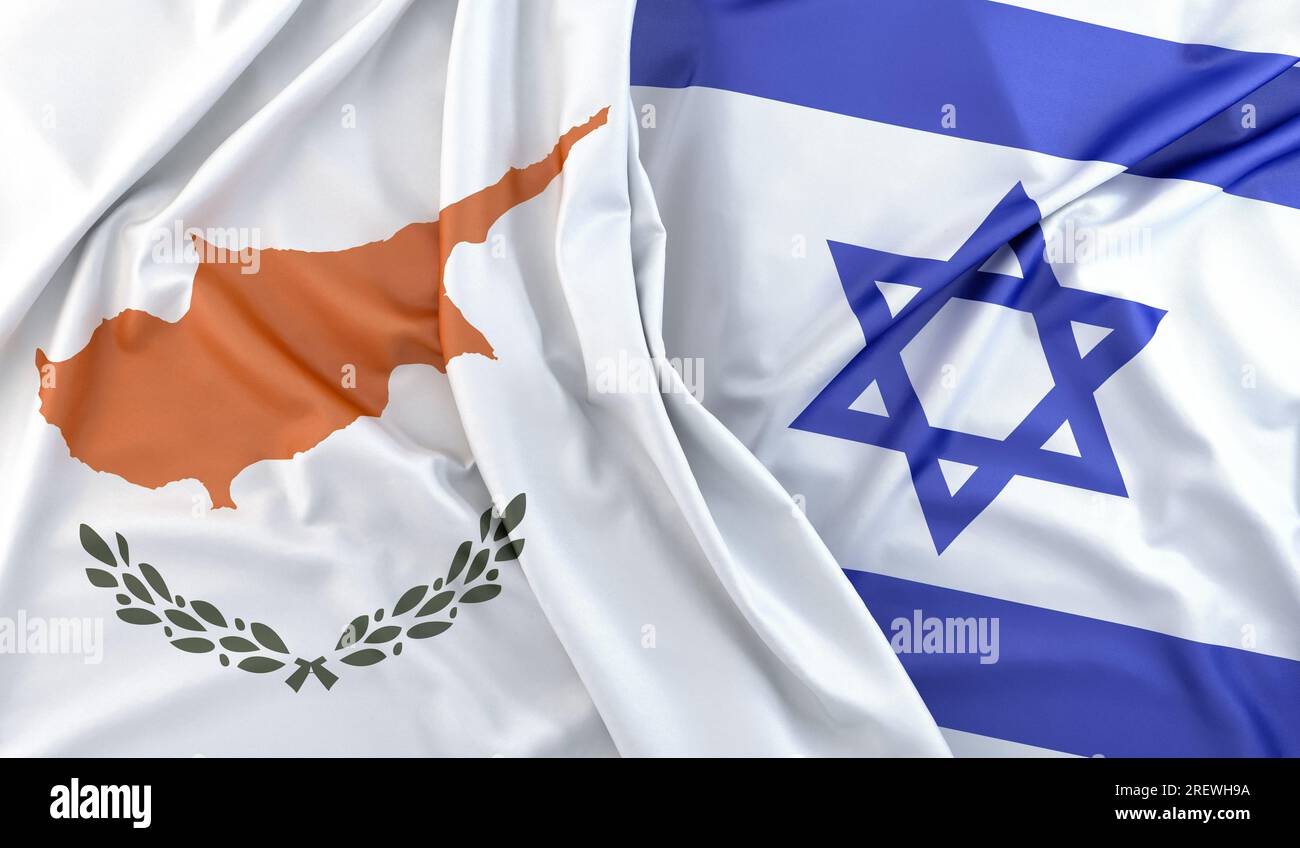 Ruffled Flags of Cyprus and Israel. 3D Rendering Stock Photo - Alamy