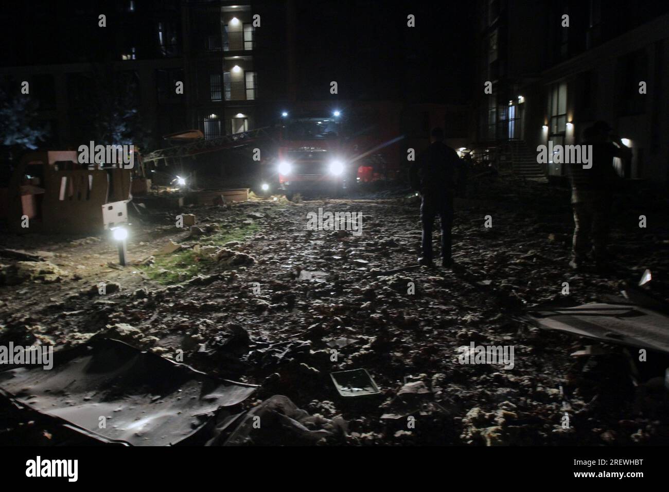 Non Exclusive: DNIPRO, UKRAINE - JULY 28, 2023 - Damage done to a high ...