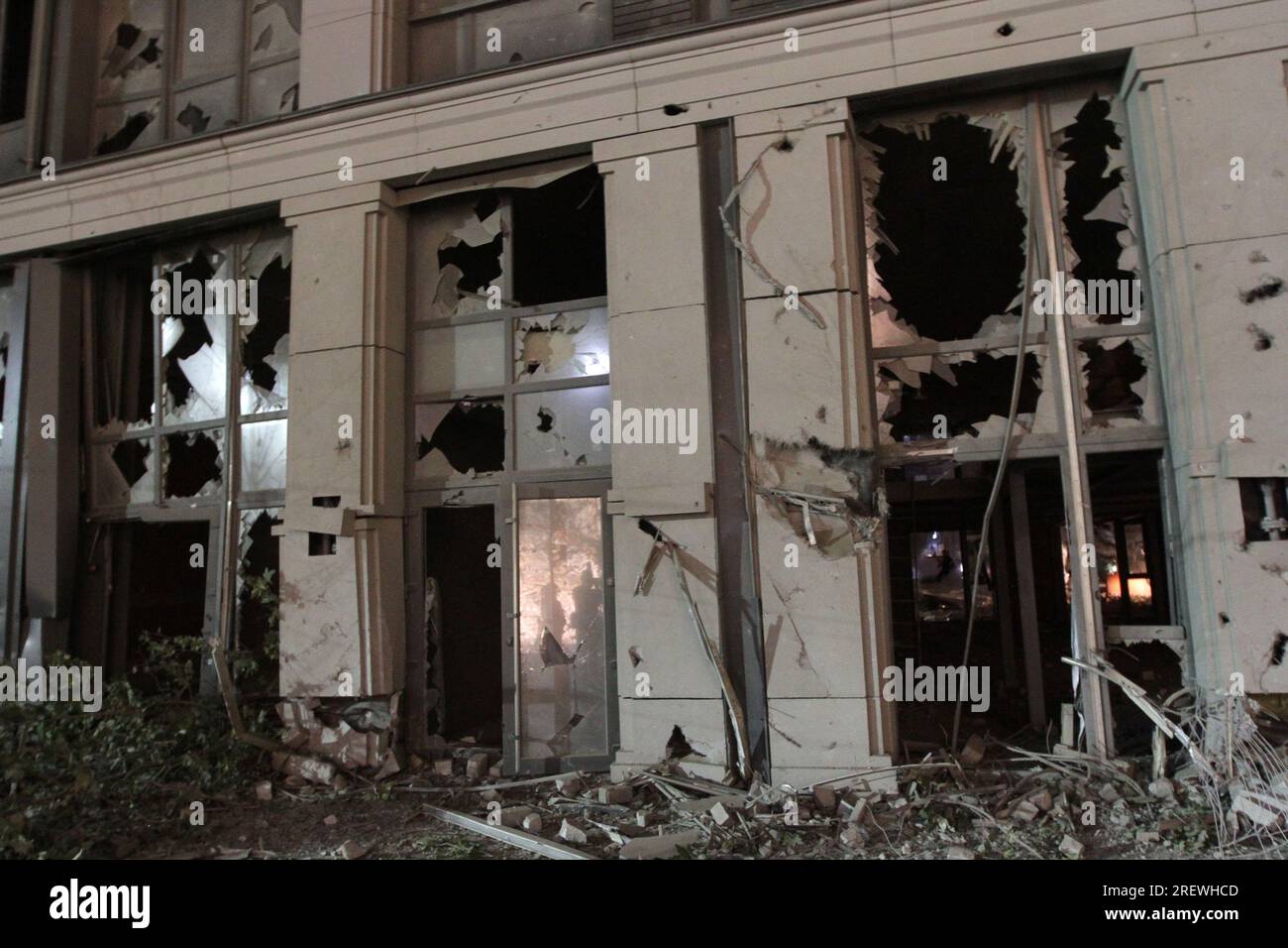 Non Exclusive: DNIPRO, UKRAINE - JULY 28, 2023 - Damage done to a high ...