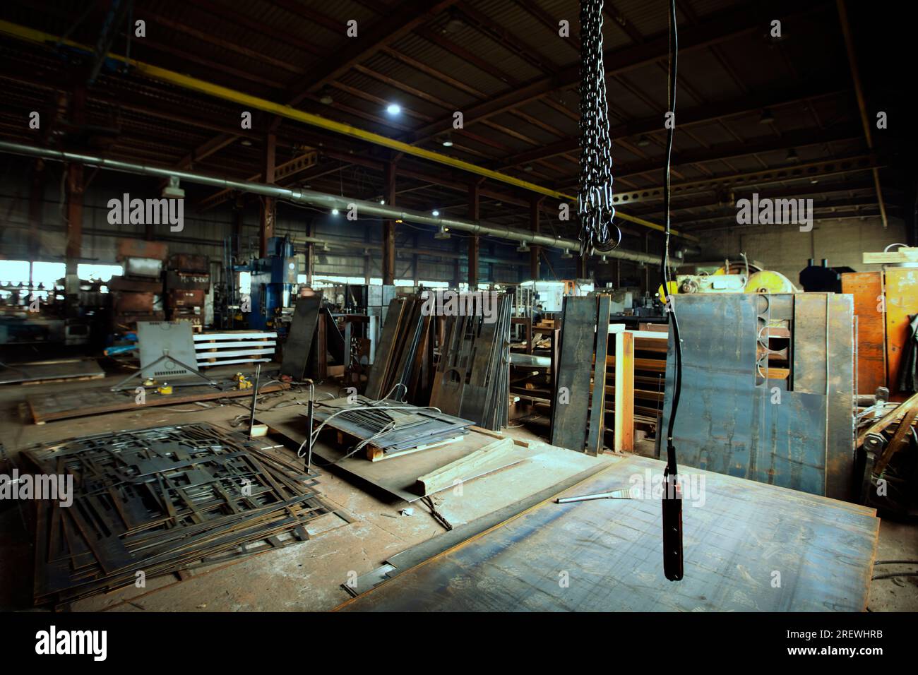 Metal sheets of steel in the workshop of a metalworking plant Stock ...