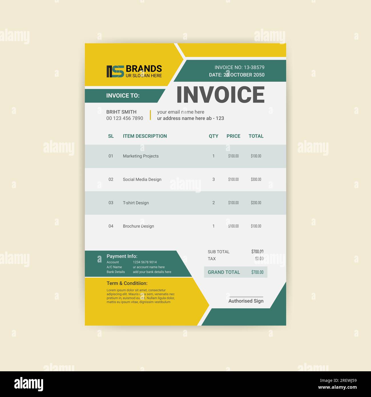 Minimalist invoice template hi-res stock photography and images - Alamy