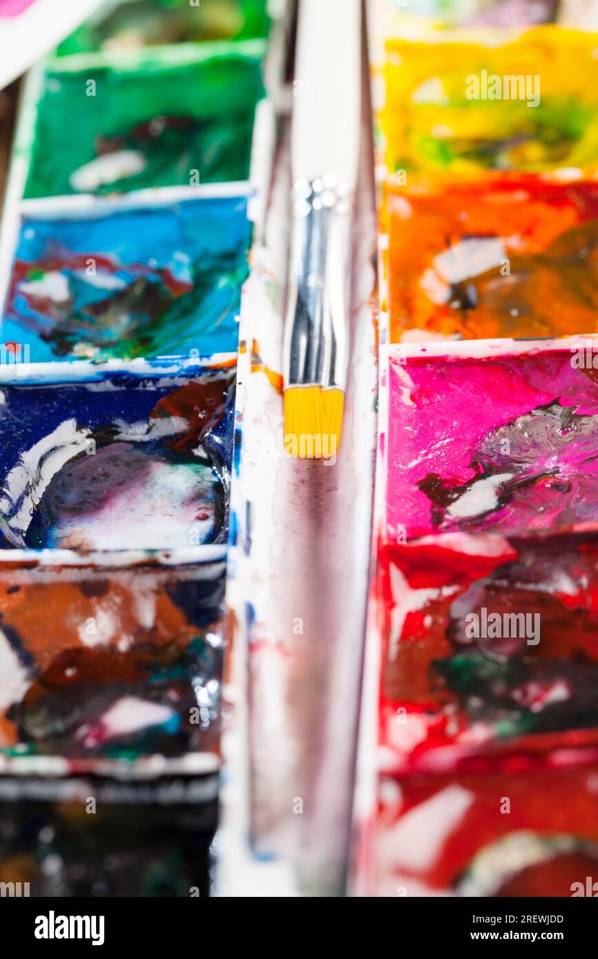 oil and other types of paints during creativity, a person's creative ...