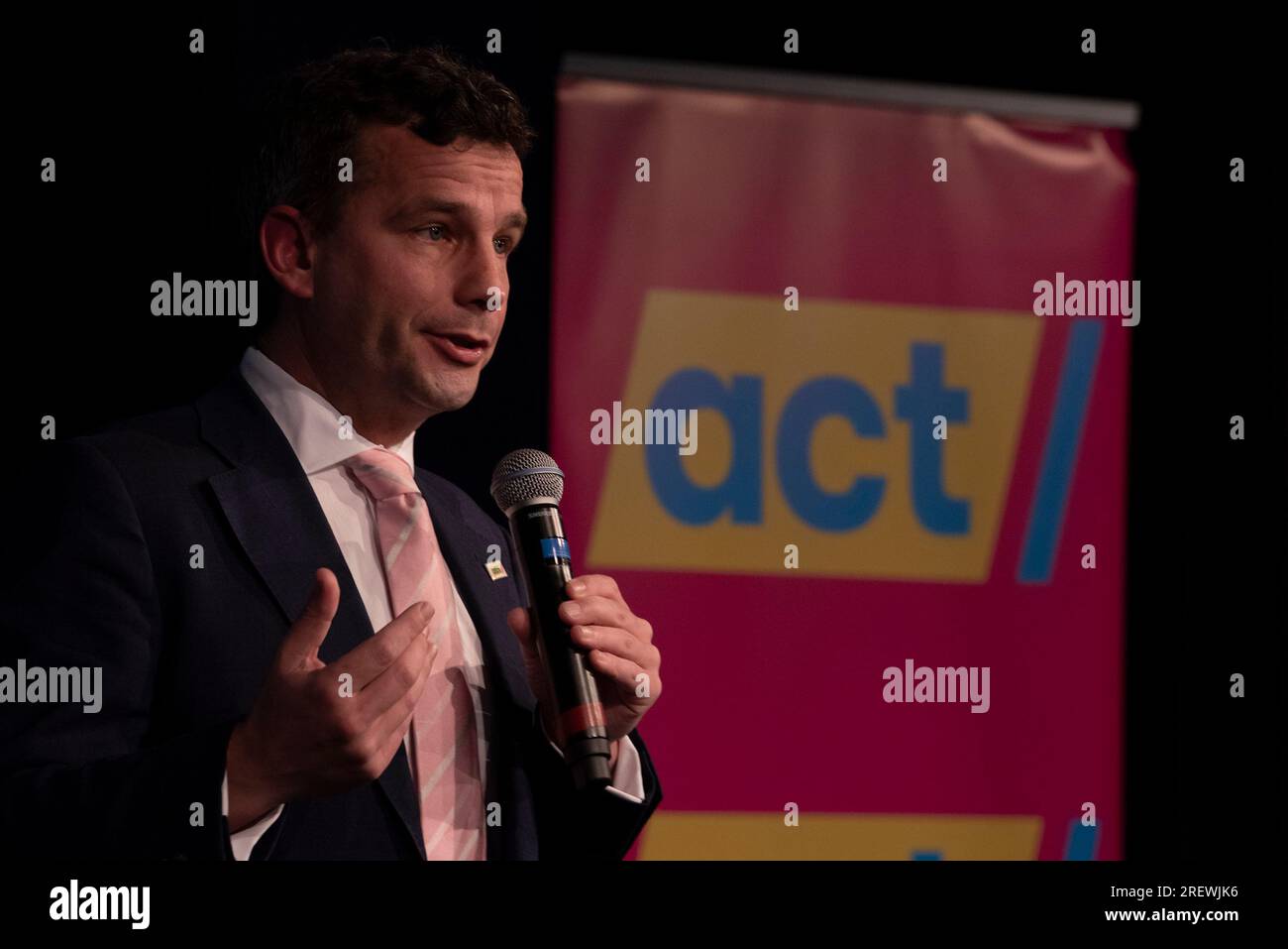 PALMERSTON NORTH, New Zealand - 30 July 2023: David Seymour, the leader ...