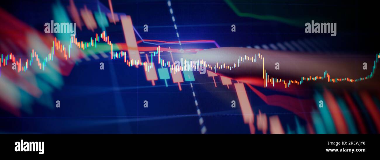 Abstract financial trading graphs on monitor. analysis on the monitor ...