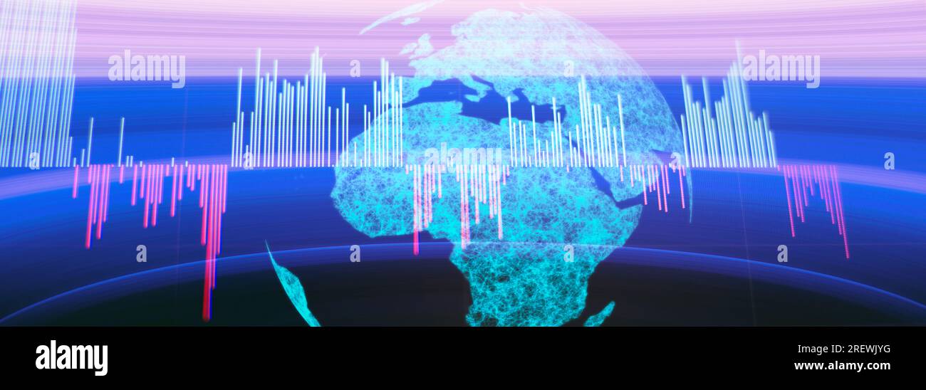Abstract financial trading graphs on monitor. analysis on the monitor ...