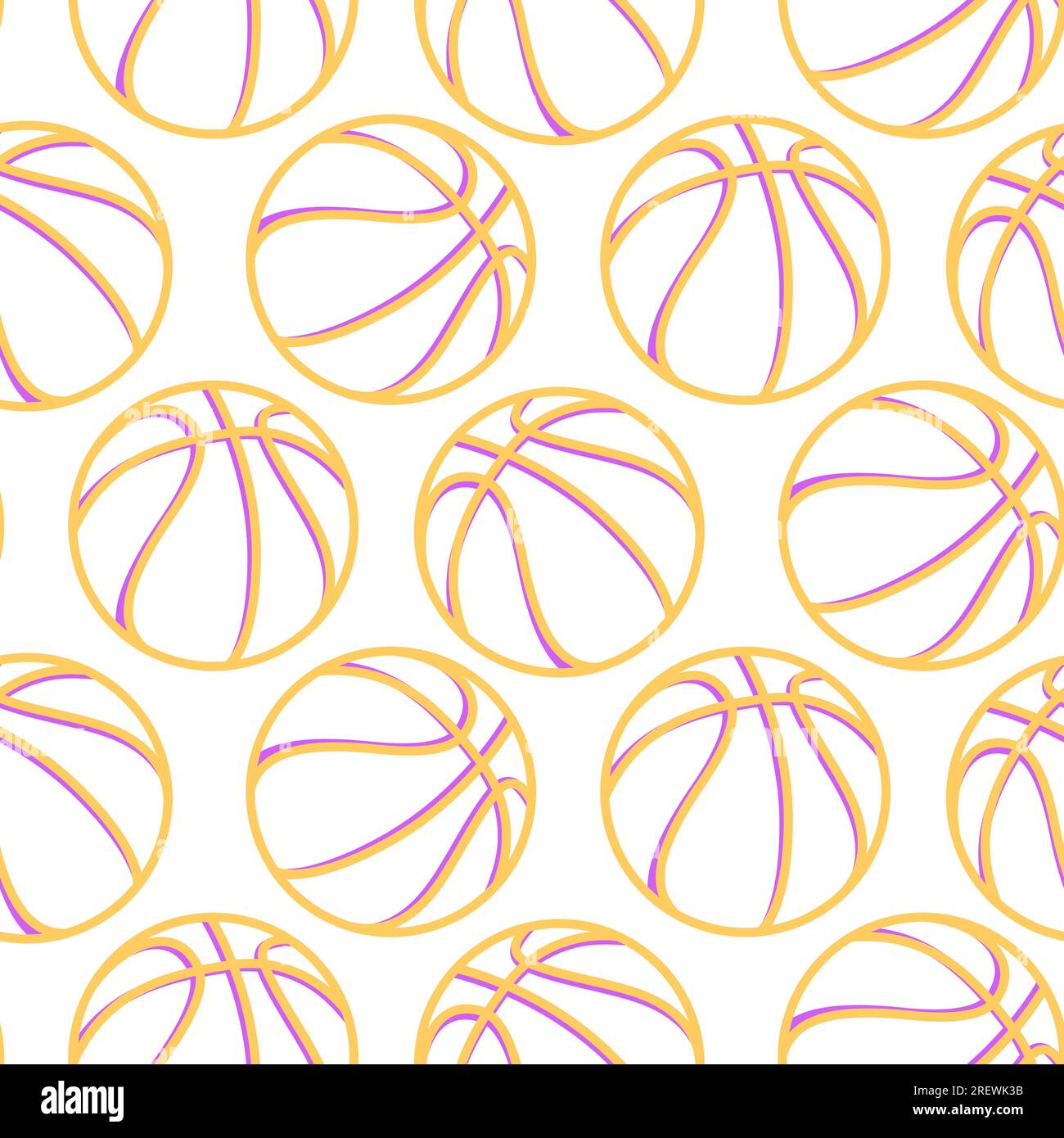 Basketball ball icon seamless pattern on white background. Sport game ...