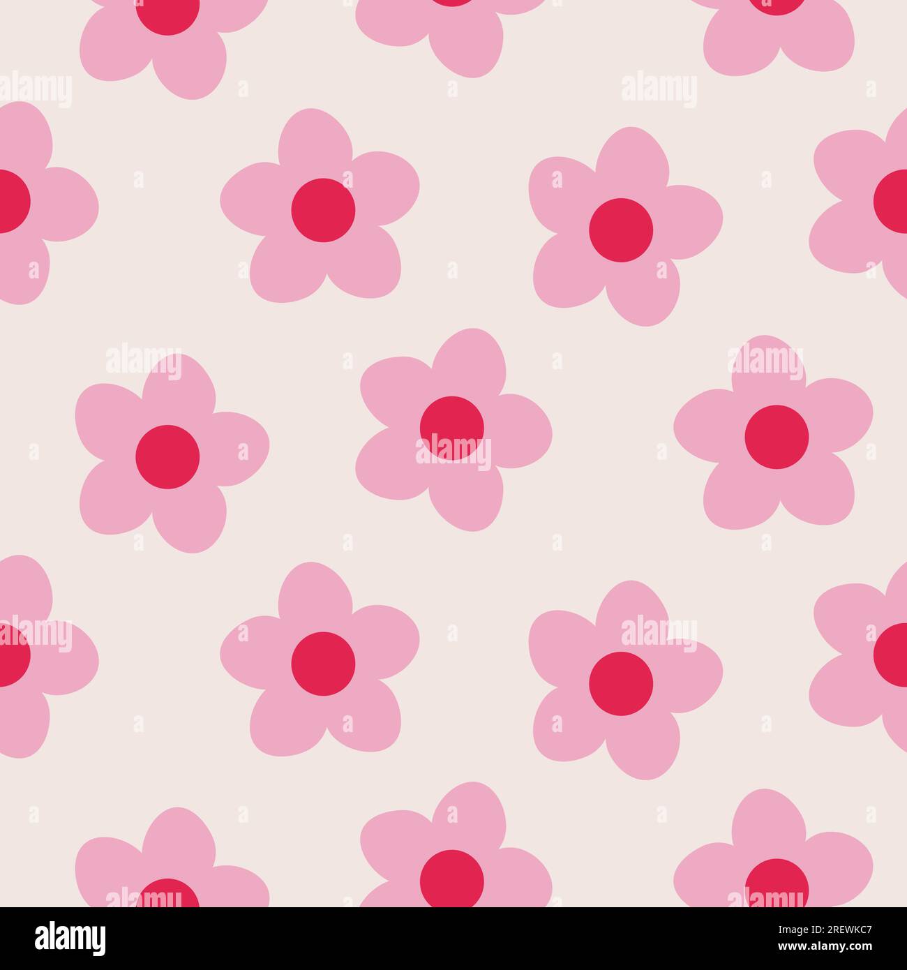 Over Scaled Bold Retro Graphic Floral Vector Seamless Pattern Simplistic Oversize Hand Drawn 