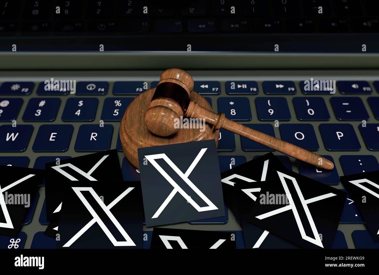 X app logo in front of Twitter blue bird symbol background. X is the ...