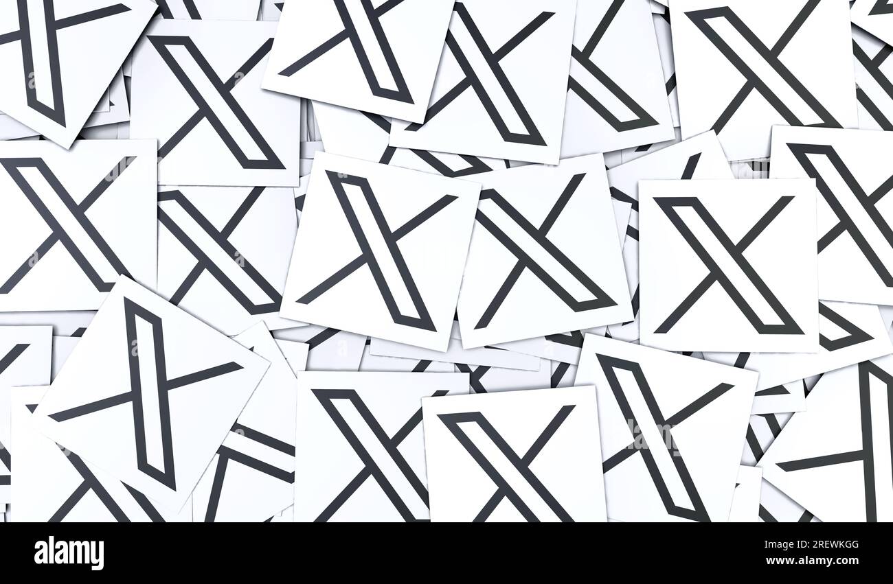 X app logo in front of Twitter blue bird symbol background. X is the ...