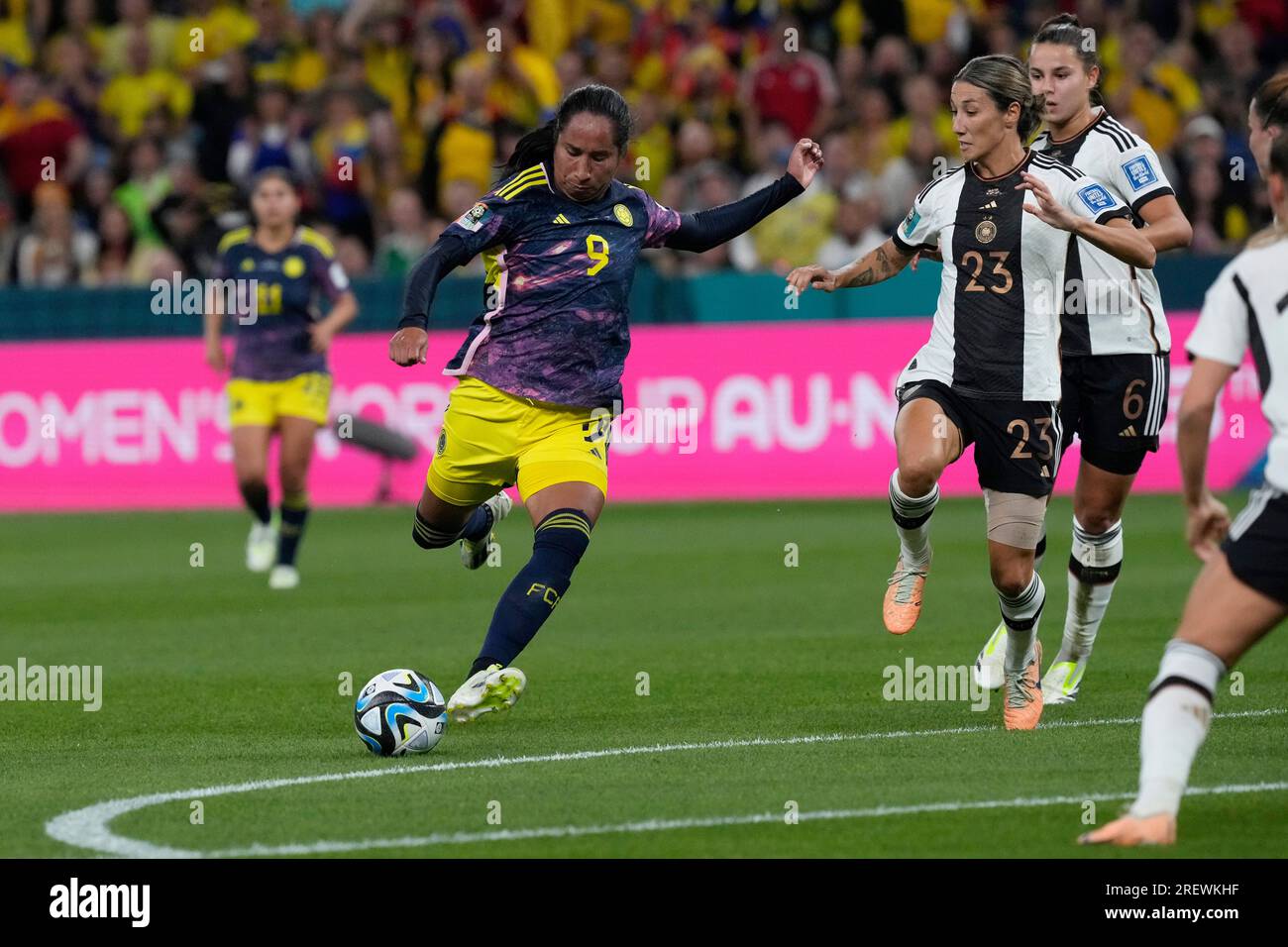 Colombia's Mayra Ramirez attempts a shot at goal during the Women's ...