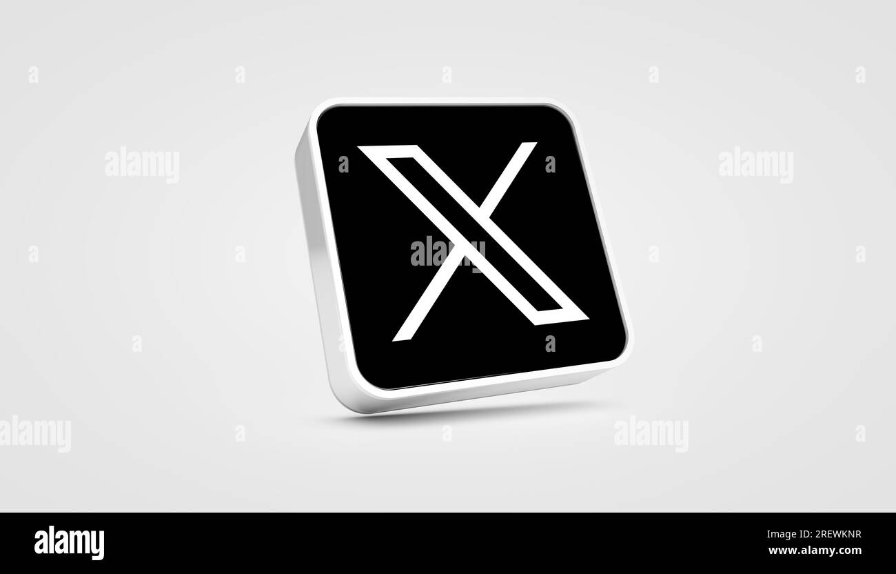 Twitter x blue logo Black and White Stock Photos & Images - Alamy
