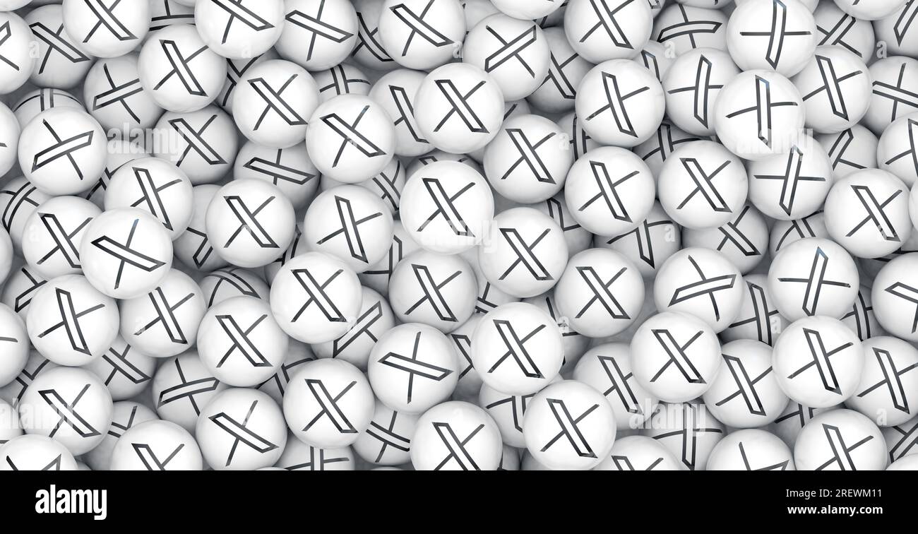 X app logo in front of Twitter blue bird symbol background. X is the ...