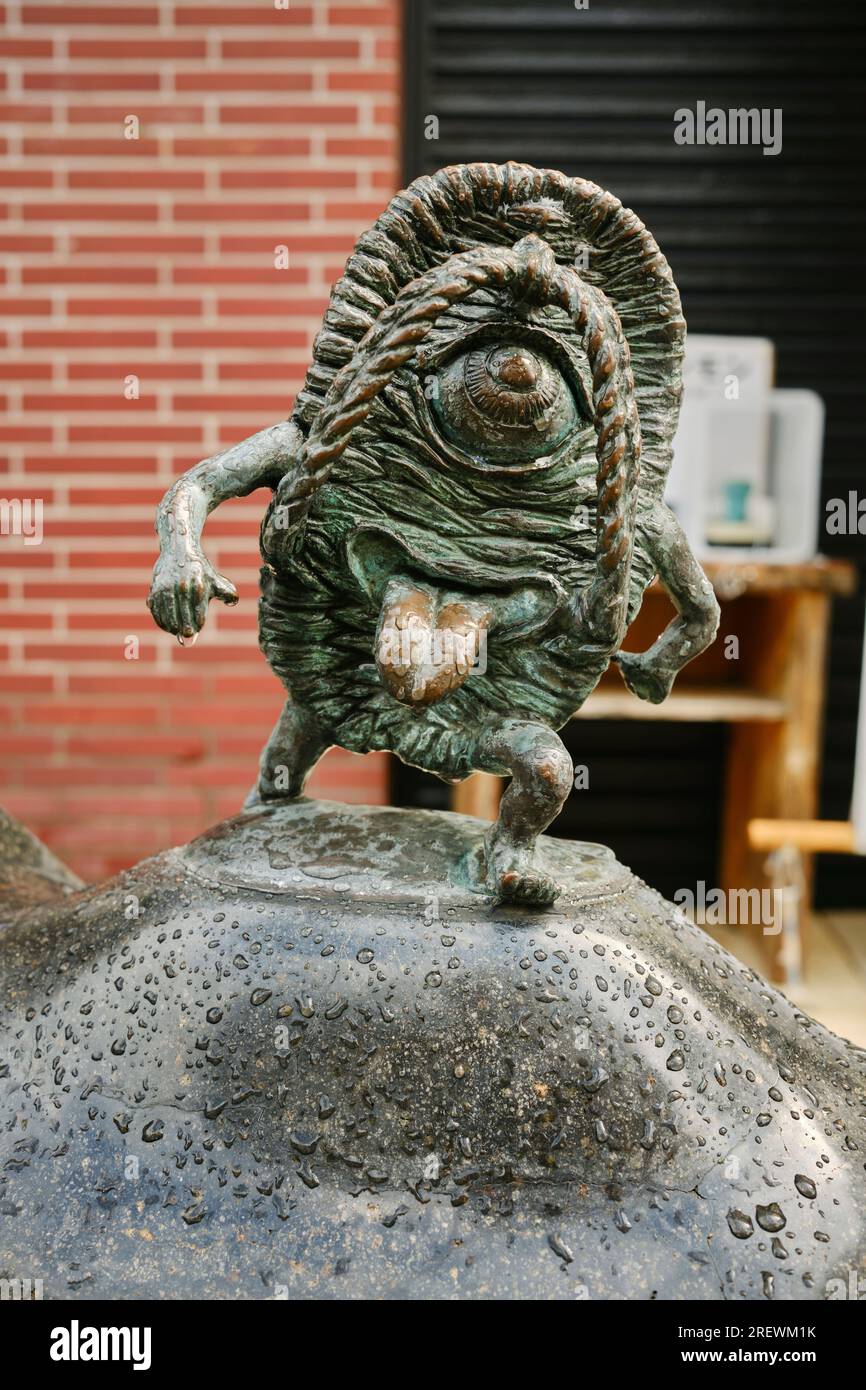 June 2023, Sakaiminato. Yokai (supernatural beings) statues from Mizuki ...