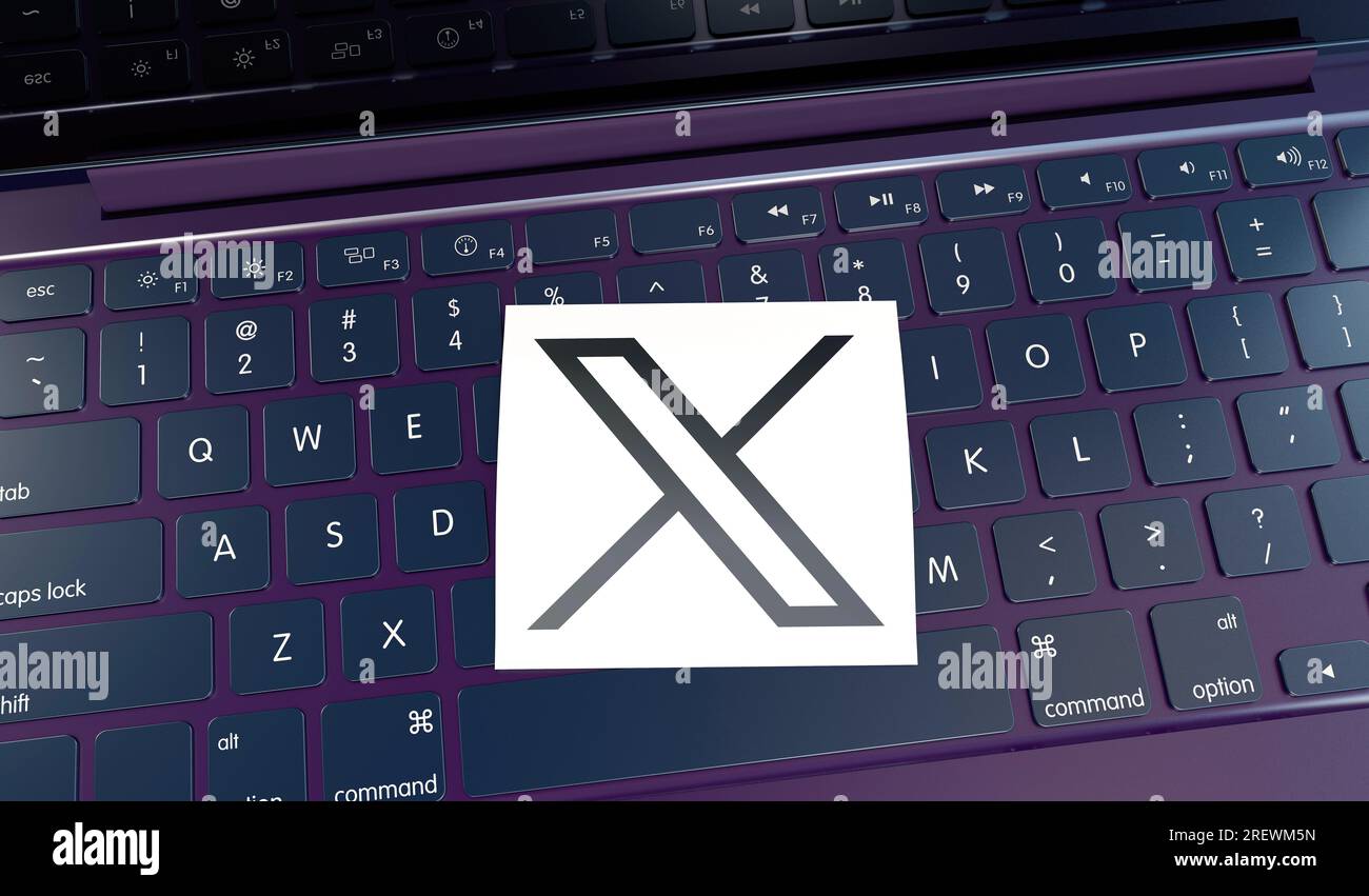 X app logo in front of Twitter blue bird symbol background. X is the ...